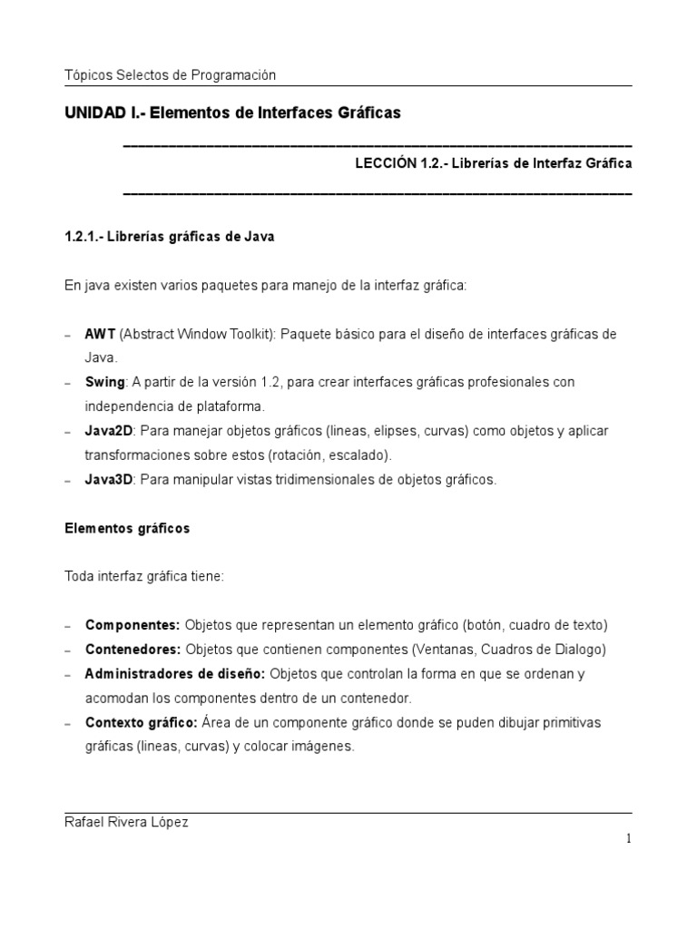 1 2 Librerías de Interfaz Gráfica | PDF | Java (lenguaje de ...