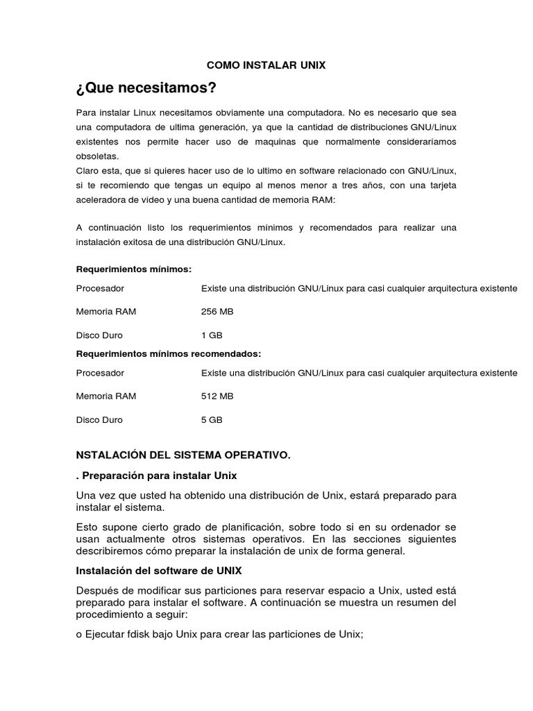 Como Instalar Unix | Descargar gratis PDF | Kernel (sistema operativo ...