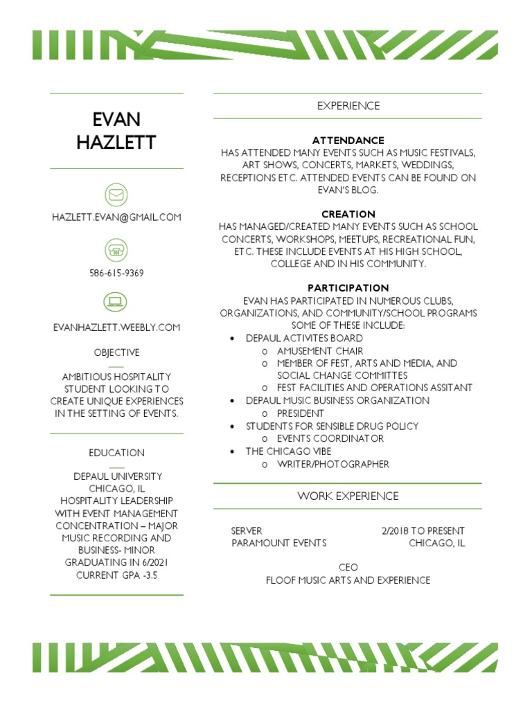 Ev Events Resume | PDF