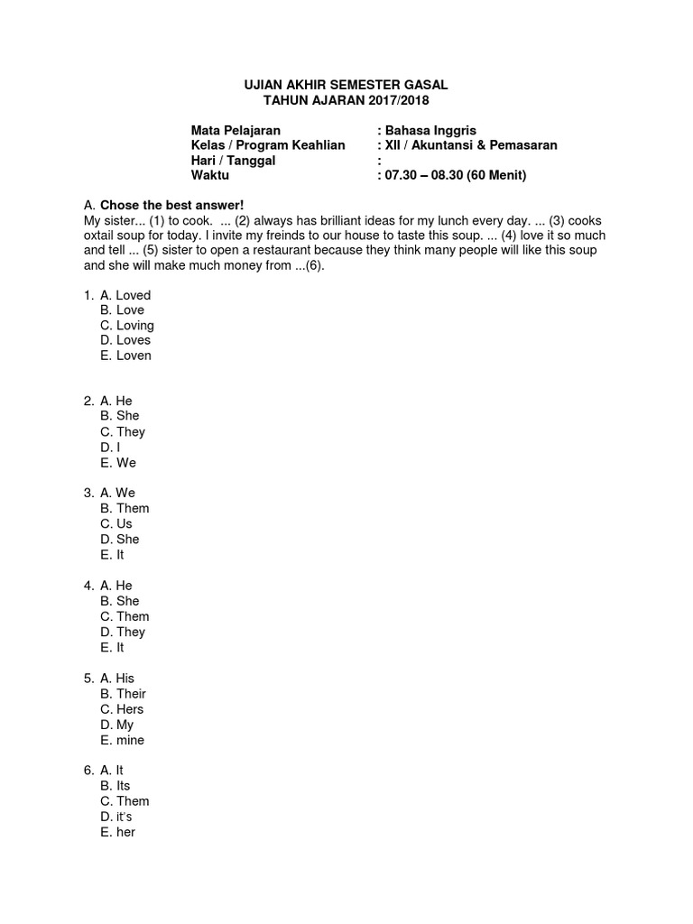 Soal Uas Gasal | PDF