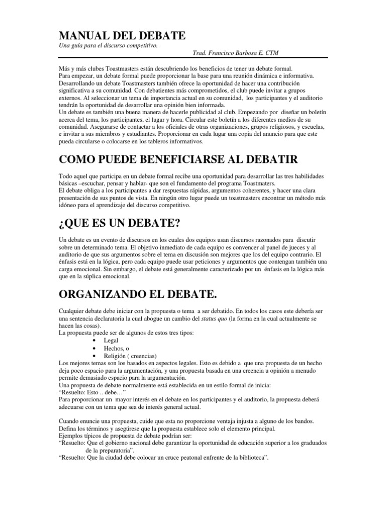 Manual de Un Debate | PDF | Argumento | Razón