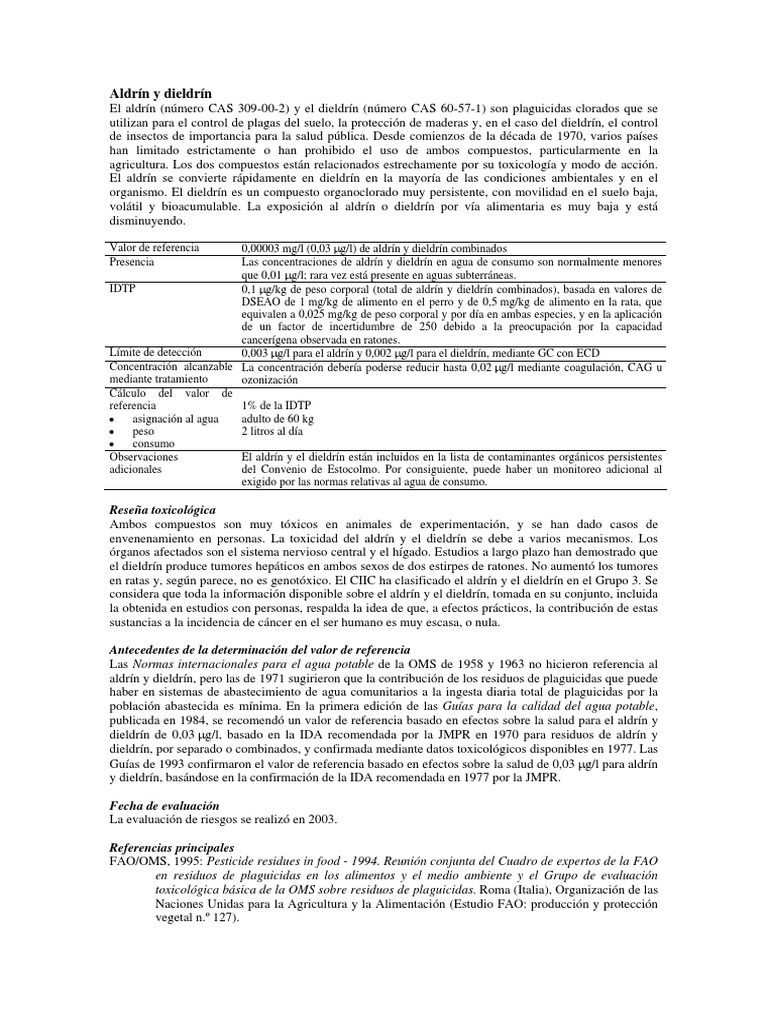 Aldrin Dieldrin PDF | PDF | Pesticida | Agua