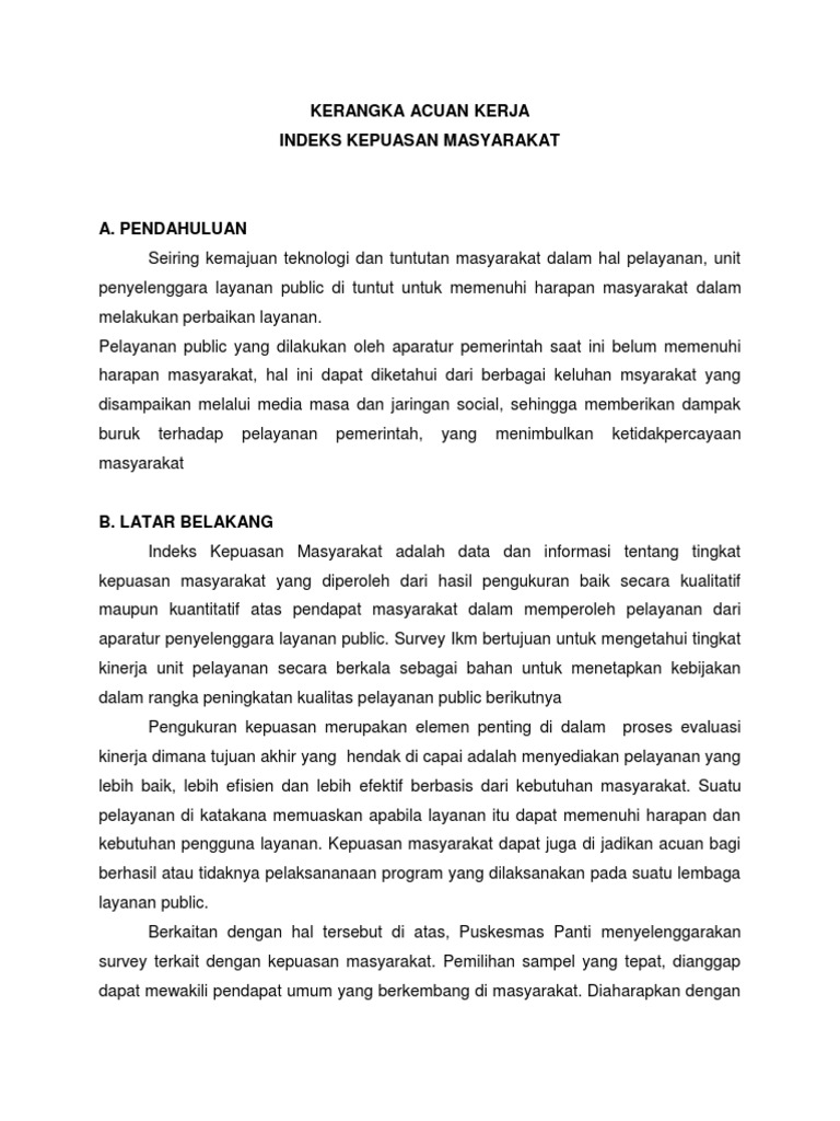 KERANGKA ACUAN KERJA Ikm Lawas | PDF | Bisnis