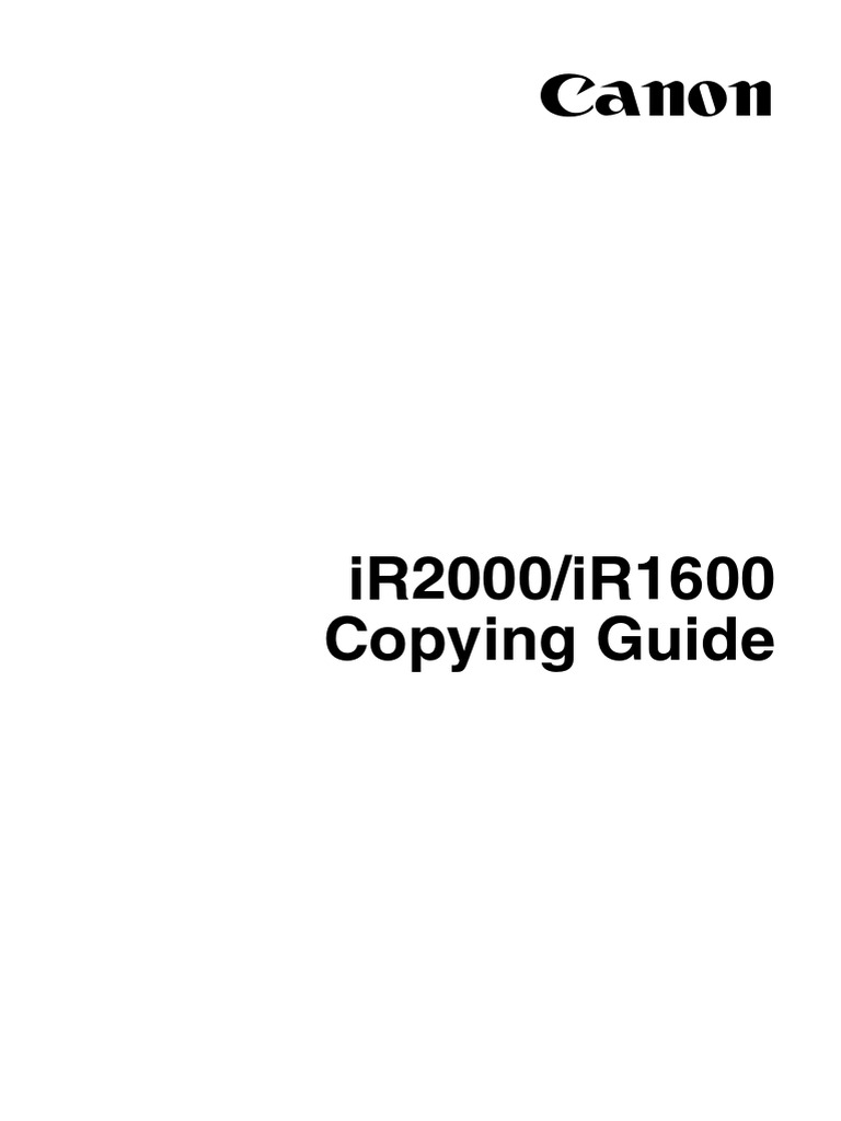 iR2000/iR1600 Copying Guide: Canon | PDF | Exposure (Photography ...