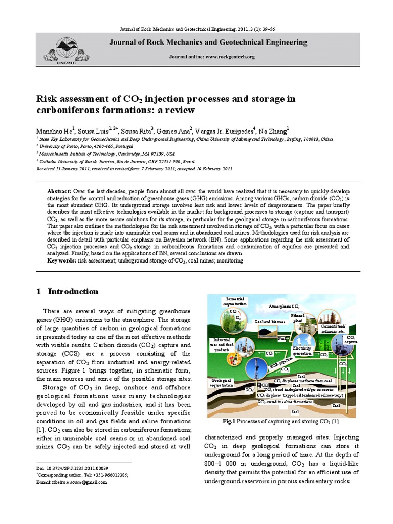 Risk Assessment of CO Injection Processes and Storage in Carboniferous ...