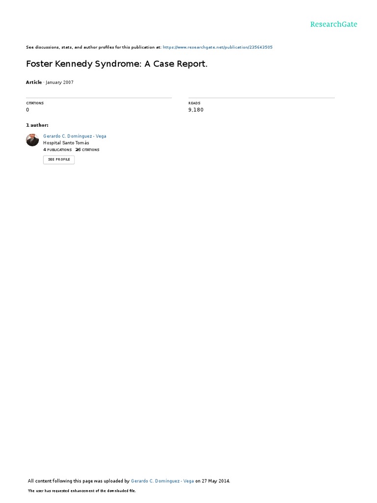 Sndrome de Foster Kennedy | PDF | Ojo humano | Medicina CLINICA