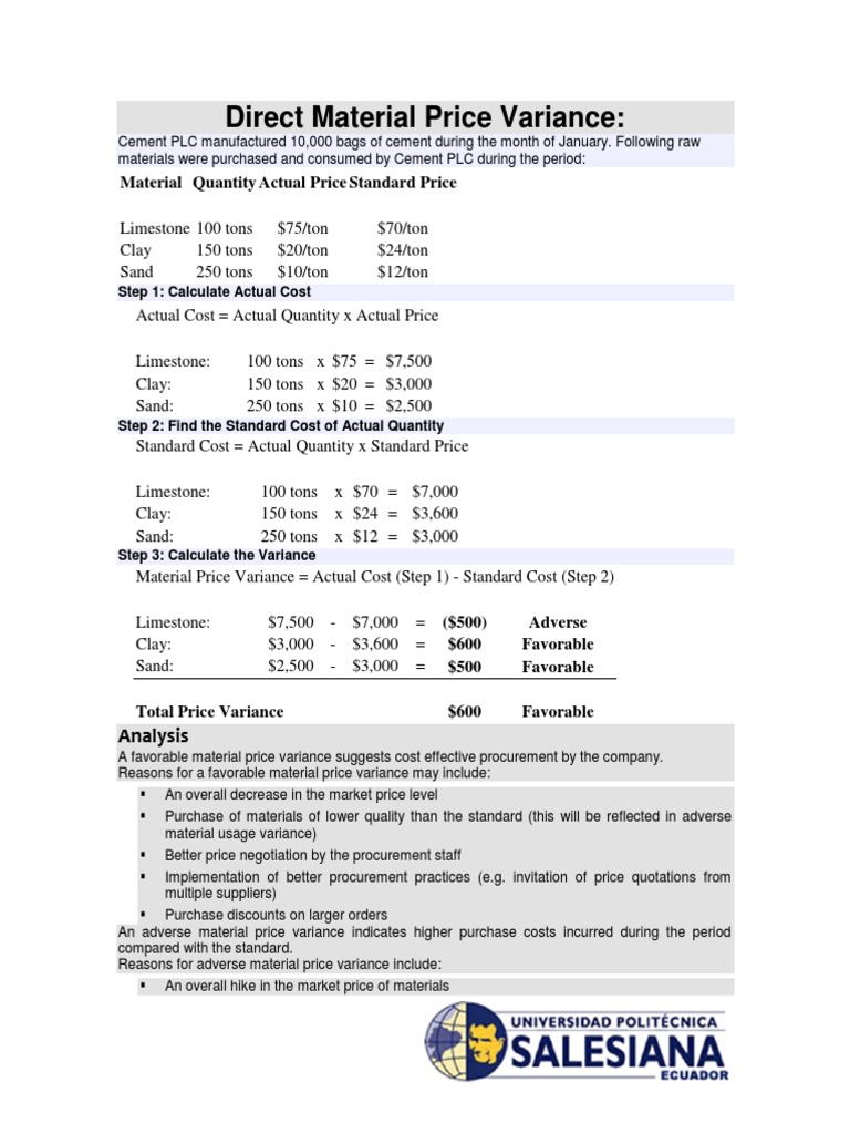 Direct Material Price Variance | PDF | Labour Economics | Prices