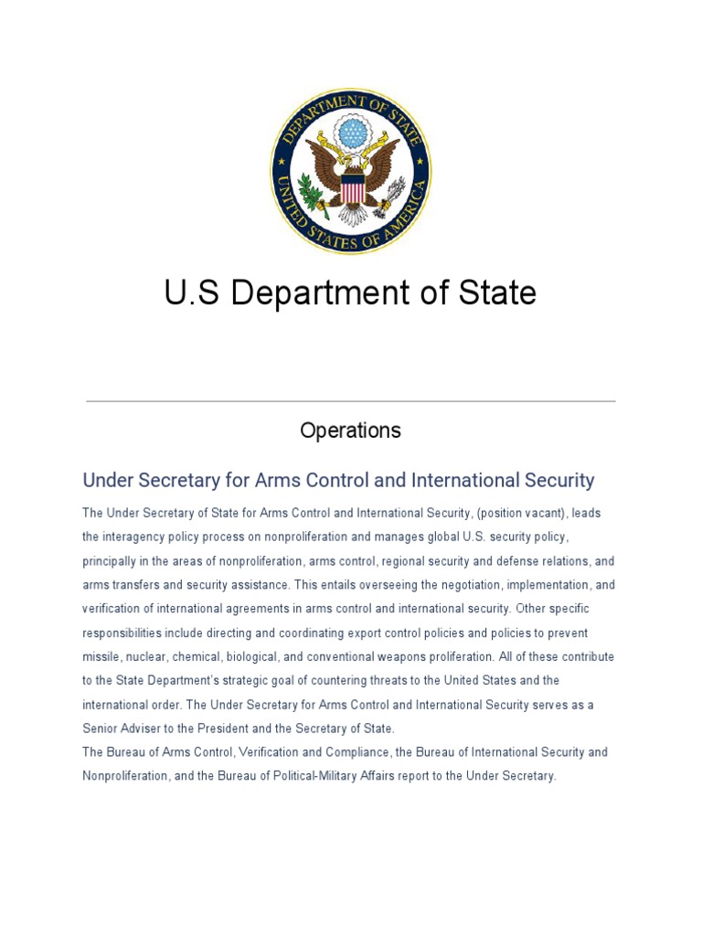 U.S Department of State: Operations | Download Free PDF | Nuclear ...