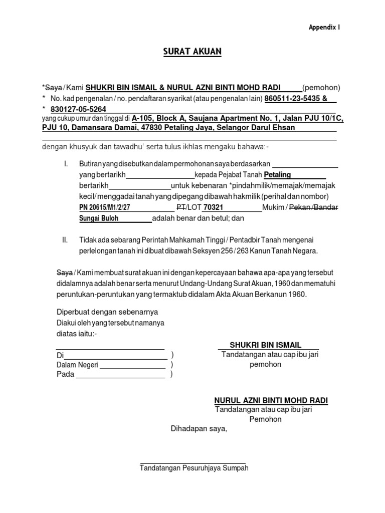 Surat Akuan Pemohon | PDF