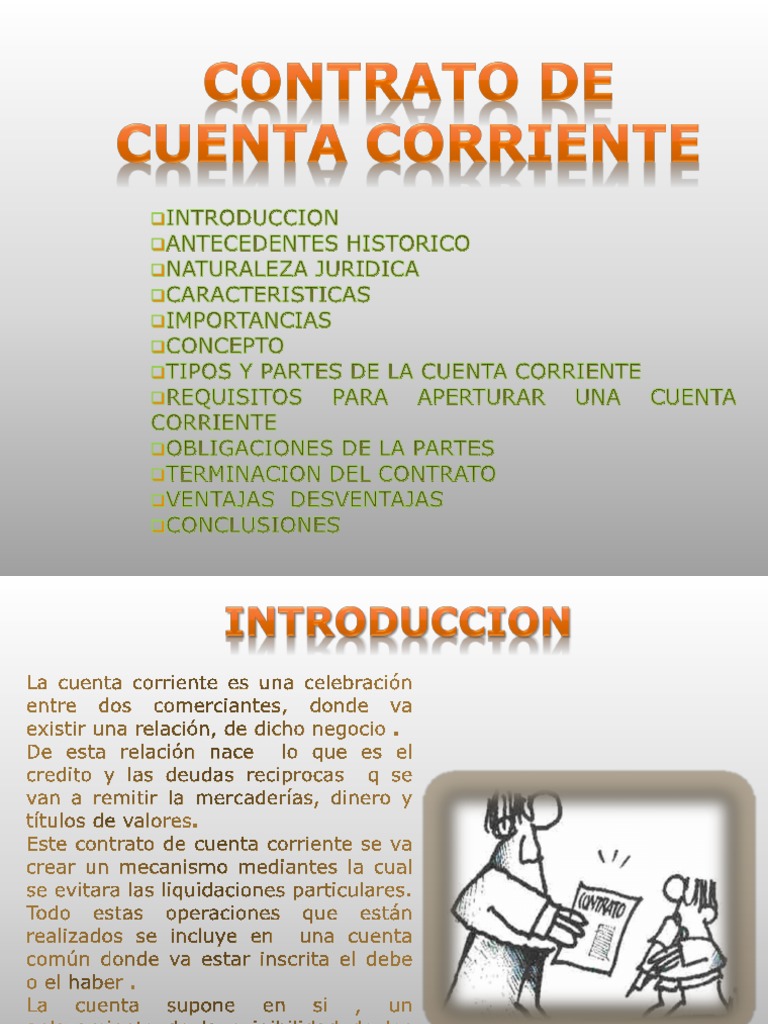 Contrato de Cuenta Corriente (Diapositivas) | Bancos | Cheque