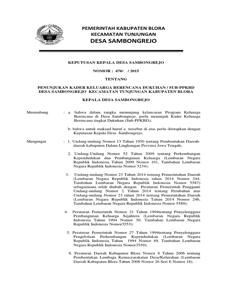 SK Kades Sub PPKBD | PDF