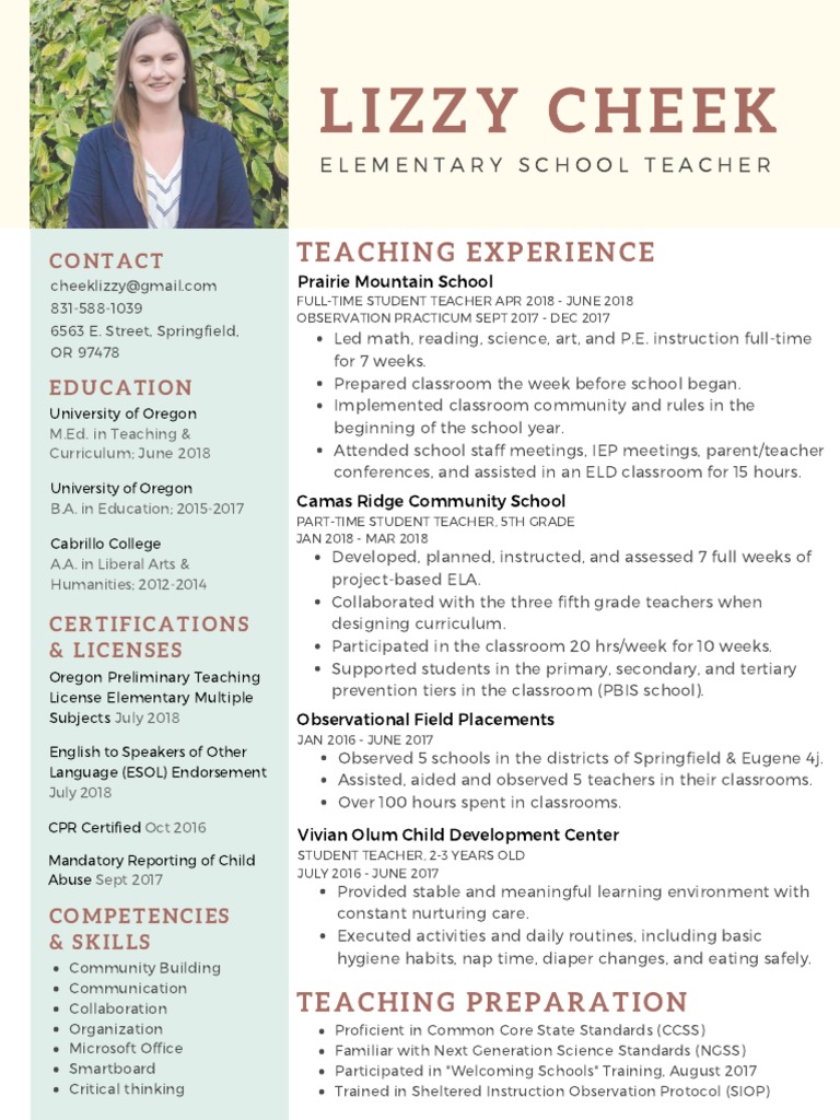Teacher Professional Resume 1 | PDF | Schools | Teachers