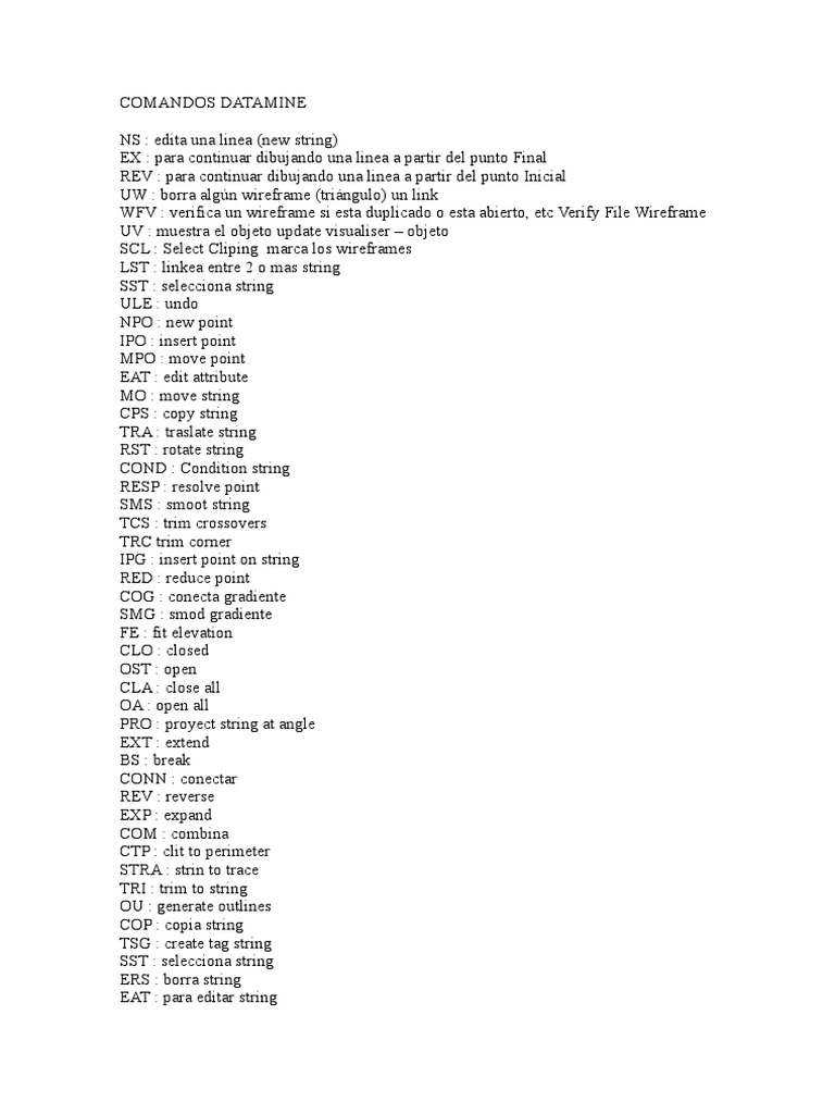 Comandos Datamine | PDF
