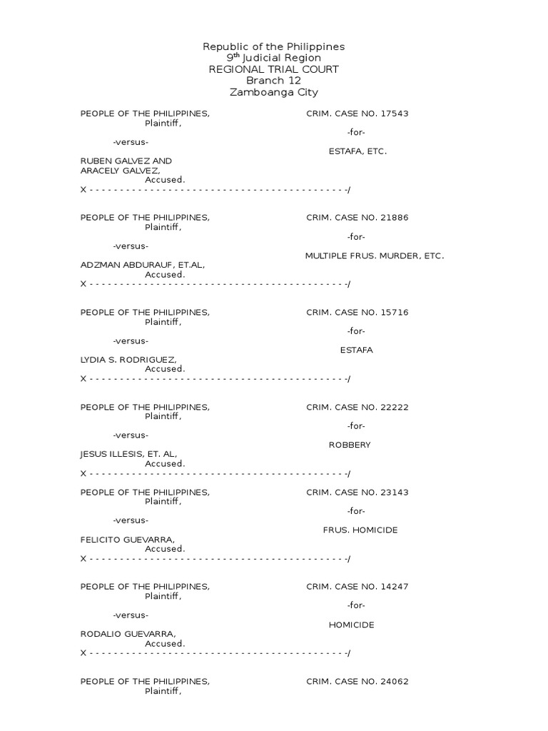 Republic of The Philippines 9 Judicial Region Regional Trial Court ...
