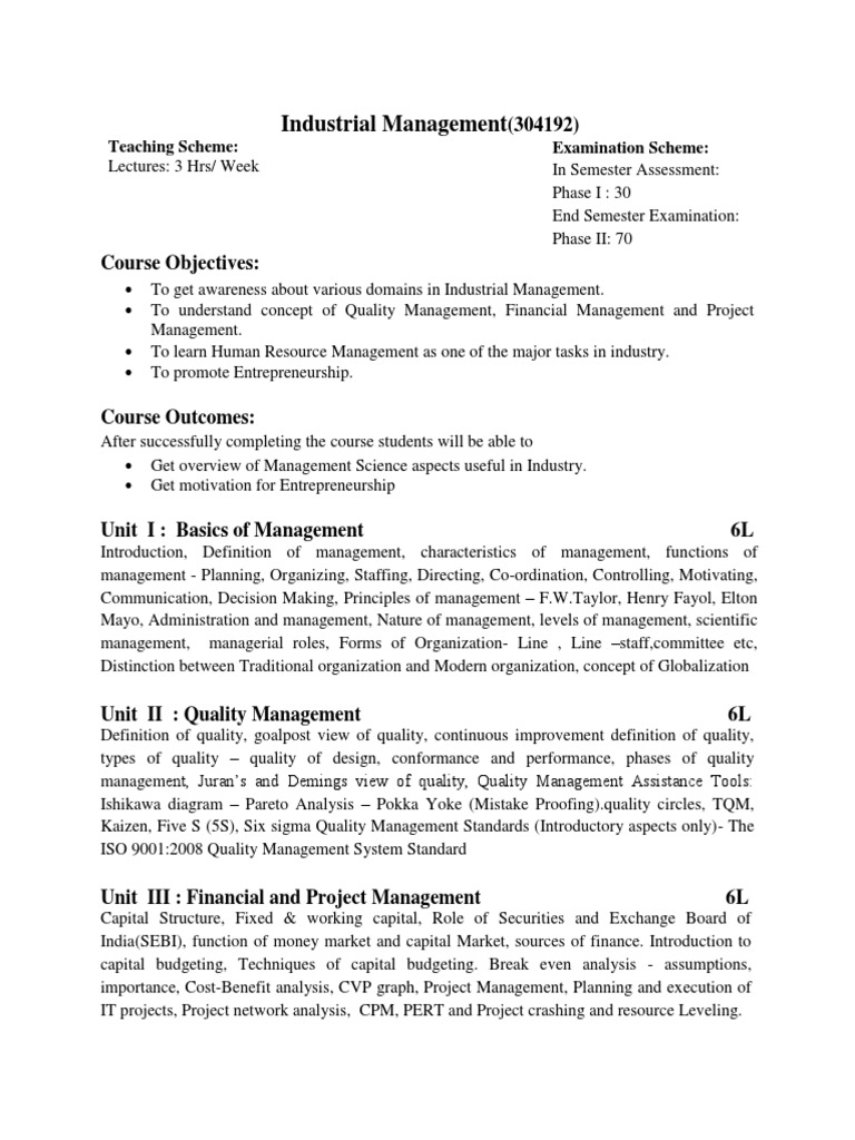 Industrial Management | PDF | Quality Management | Quality (Business)