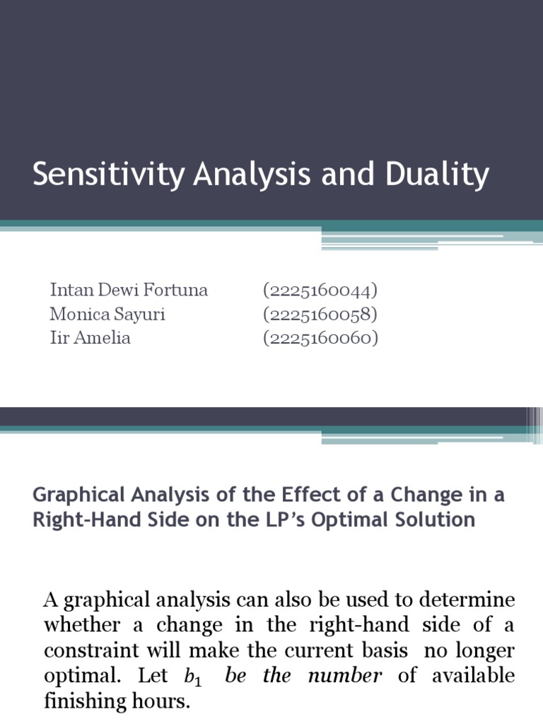 Sensitivity Analysis And Duality Pdf Linear Programming Mathematical Optimization