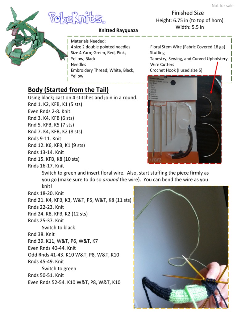 Knitted Rayquaza Pattern | PDF | Knitting | Crochet