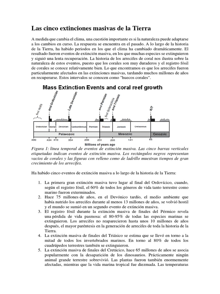 Las Cinco Extinciones Masivas de La Tierra | PDF | Extinción | Arrecife ...