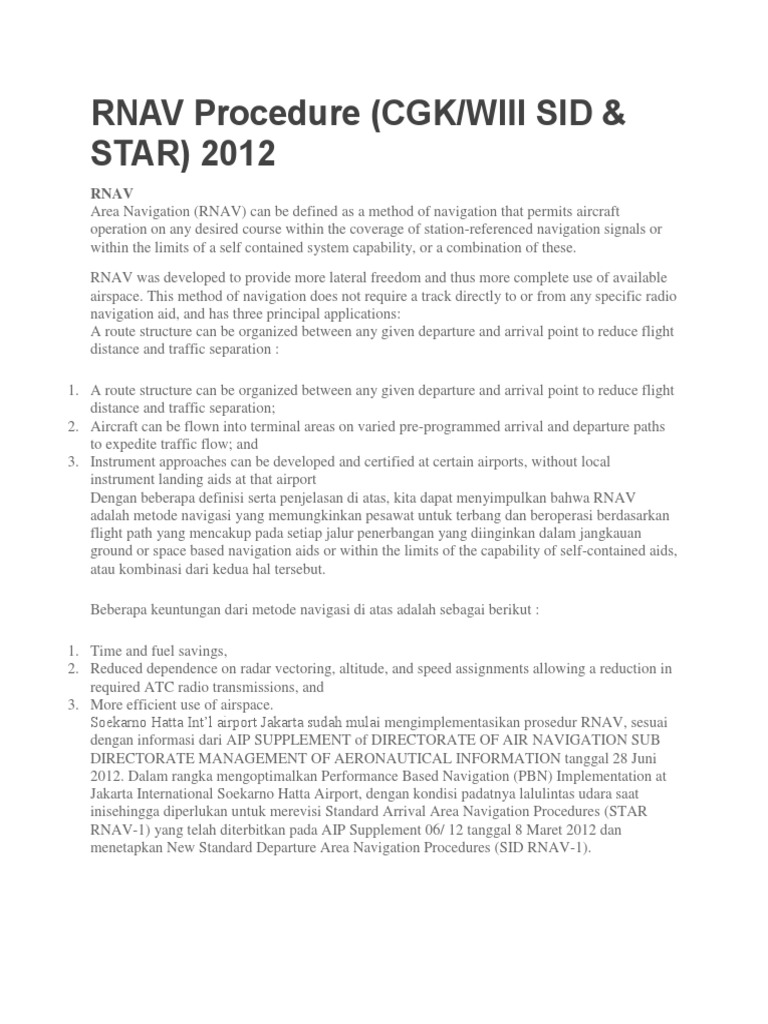 RNAV Procedure (CGK/WIII SID & STAR) 2012 | Download Free PDF | Air ...