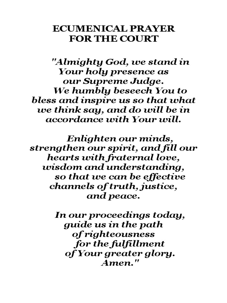 Ecumenical Prayer for Court Proceedings | PDF