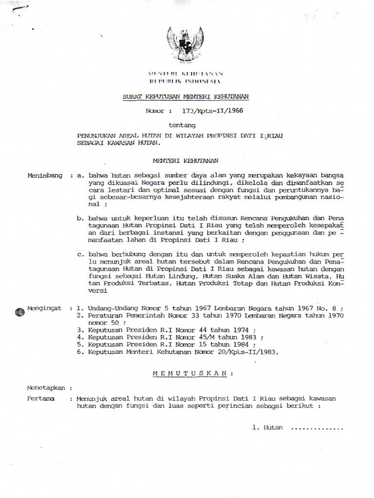 SK Kawasan Hutan Riau1 | PDF