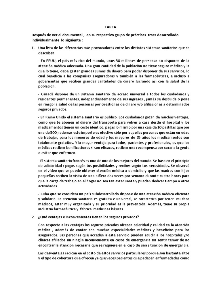 Tarea SP 3105 | PDF | Sistema de salud | Hospital
