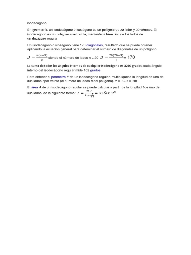Isodecágono: Propiedades y Cálculos | PDF