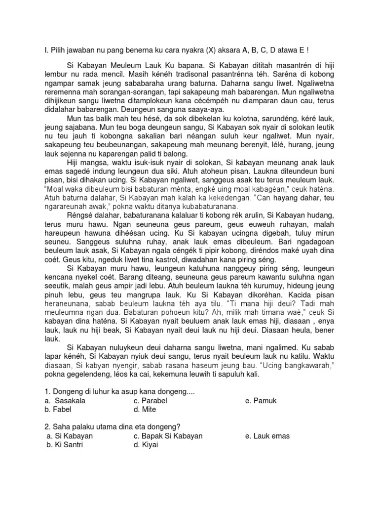 Basa Sunda Bu Tien Kelas 10 | PDF