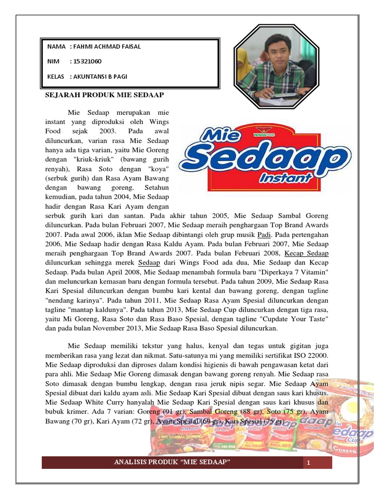 Analisis Produk Mie Sedaap | PDF