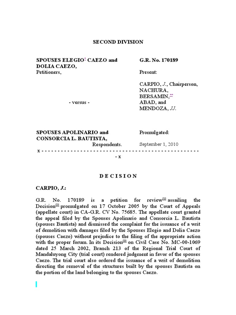 Court Dismisses Complaint for Writ of Demolition, Allows Filing of ...