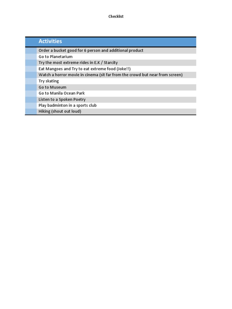 Activities | PDF