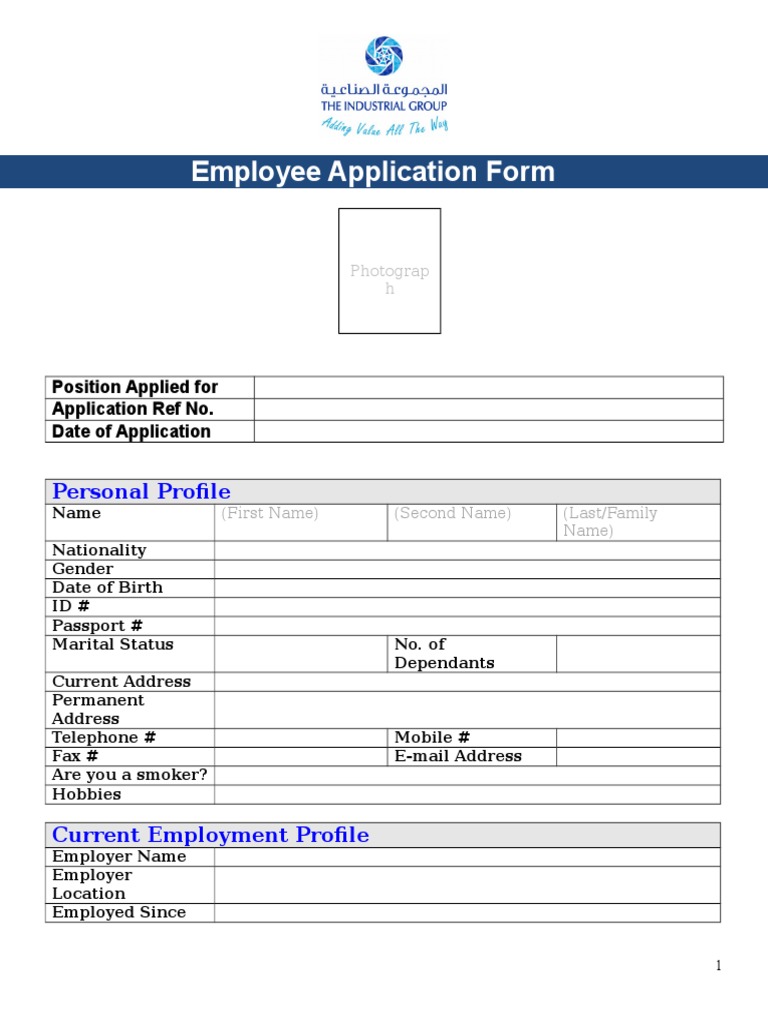 The Industrial Group Employment Application Form | PDF | Employment ...