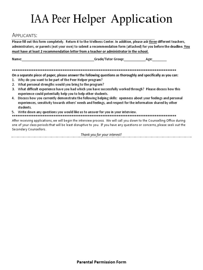 Peer Helper Application | PDF | Confidentiality | Adolescence