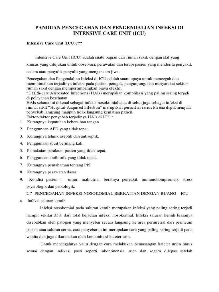 Panduan Pencegahan Infeksi di ICU | PDF | Sains & Matematika