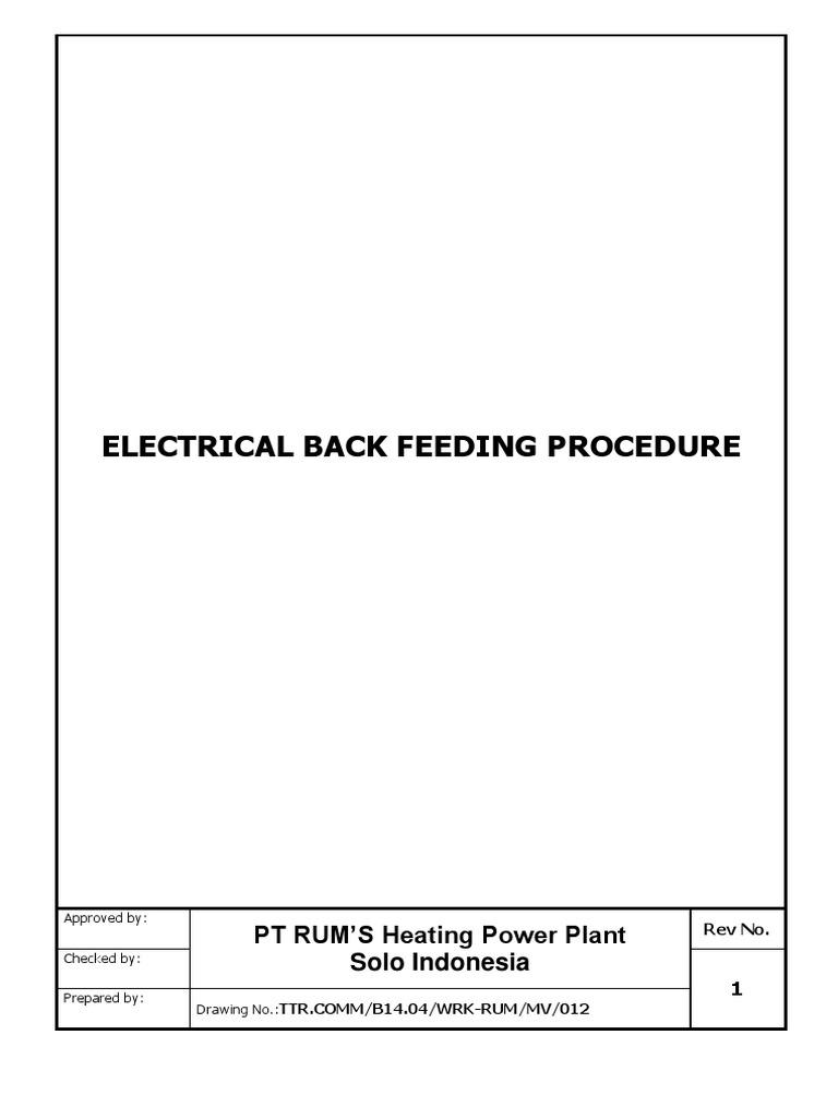 Back Feeding Procedure A REVISED | PDF | Electrical Substation | Power ...