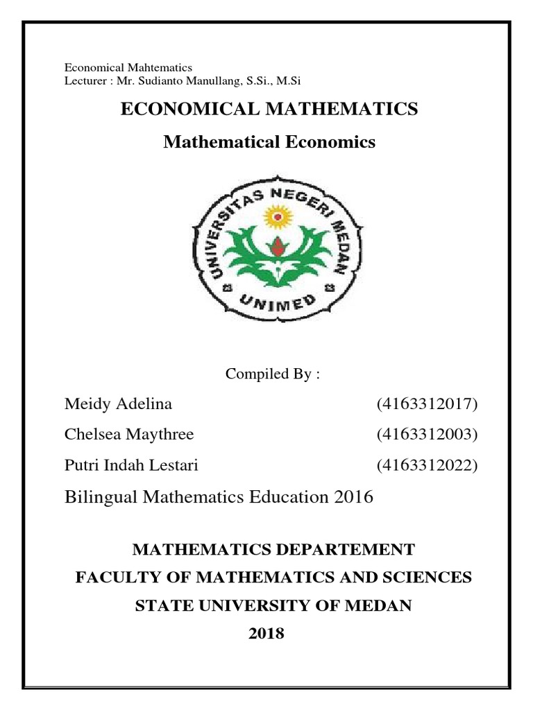 Makalah Matematika Ekonomi | PDF | Variable (Mathematics) | Function (Mathematics)