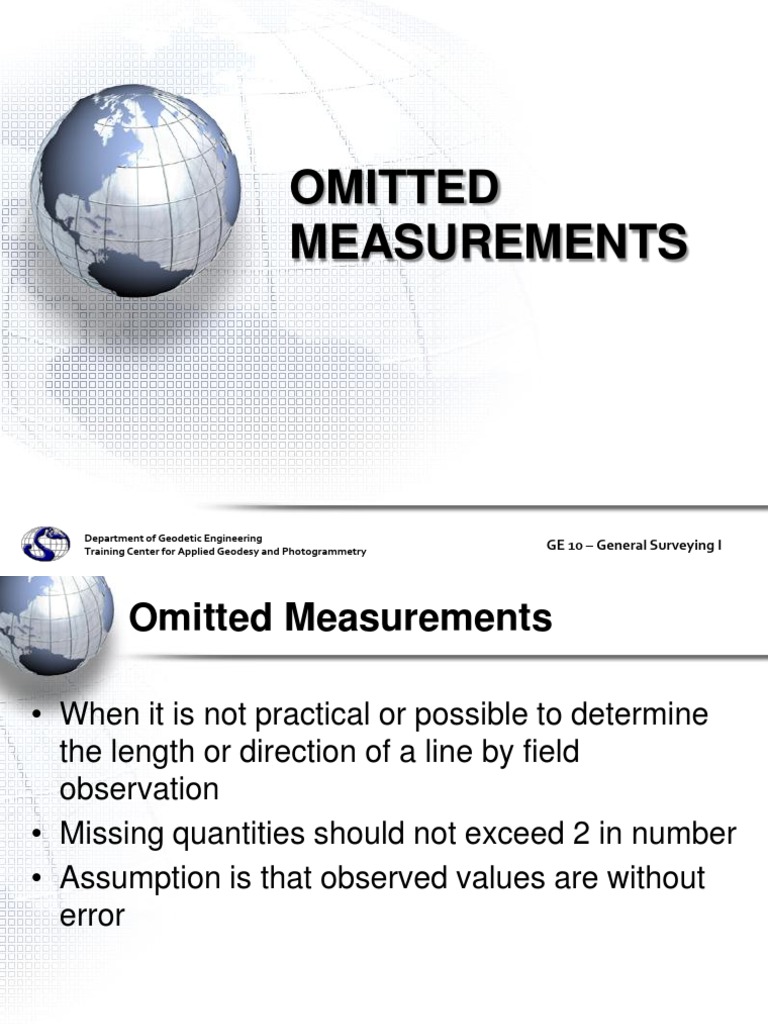 Omitted Measurements in Surveying | PDF | Geodesy | Surveying