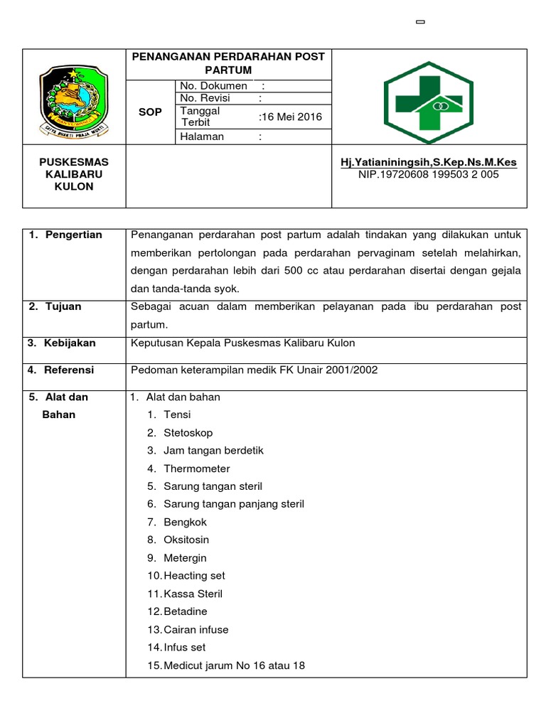 Sop Post Partum | PDF