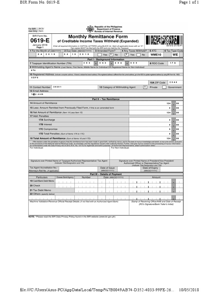 0619E-pdf-BIR FORM PDF | PDF