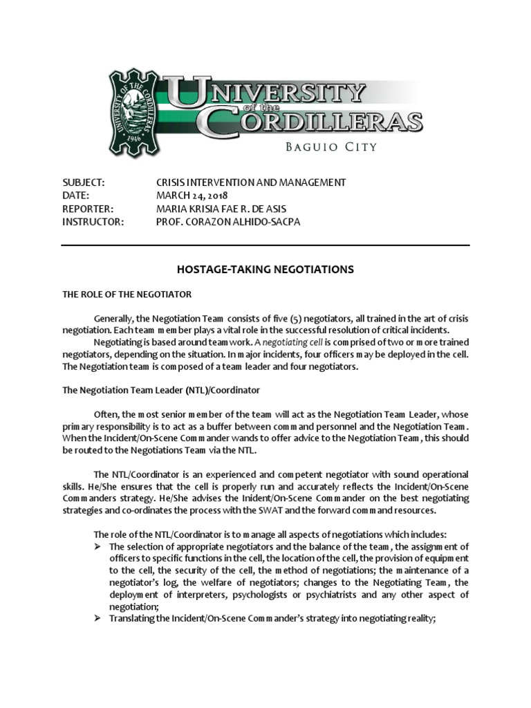 Hostage Taking Negotiation | PDF | Negotiation | Schizophrenia