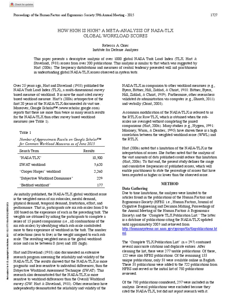 How High Is High - NASA TLX | PDF | Workload | Human Factors And Ergonomics