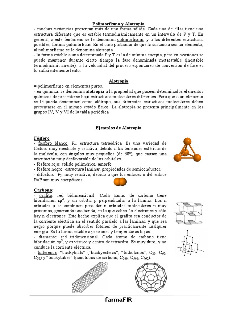 Alotropía y Polimorfismo en Química | PDF | Carbón | Moléculas