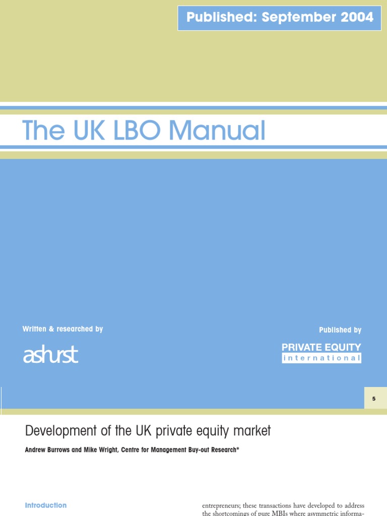 The UK LBO Manual: Published: September 2004 | PDF | Leveraged Buyout ...