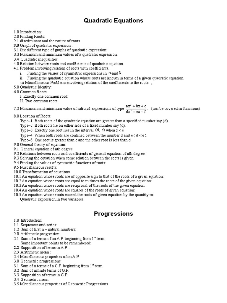 Quadratic Equations: 3.0 Graph of Quadratic Expression | PDF | Complex ...