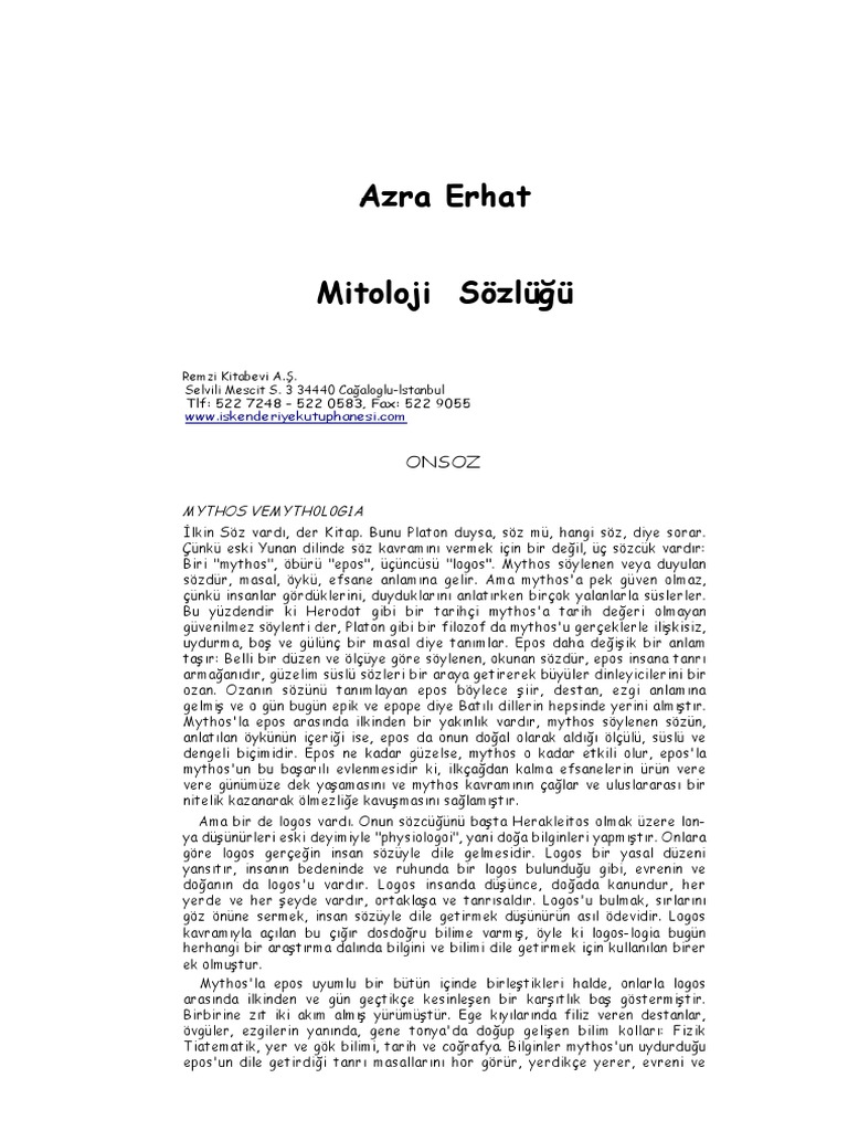 Azra Erhat-Mitoloji Sözlüğü | PDF