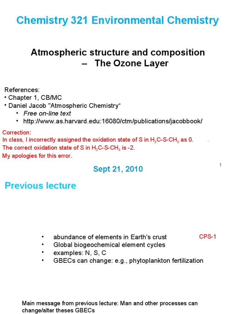 Ozone Layer and Atmospheric Chemistry | PDF | Stratosphere | Atmosphere ...