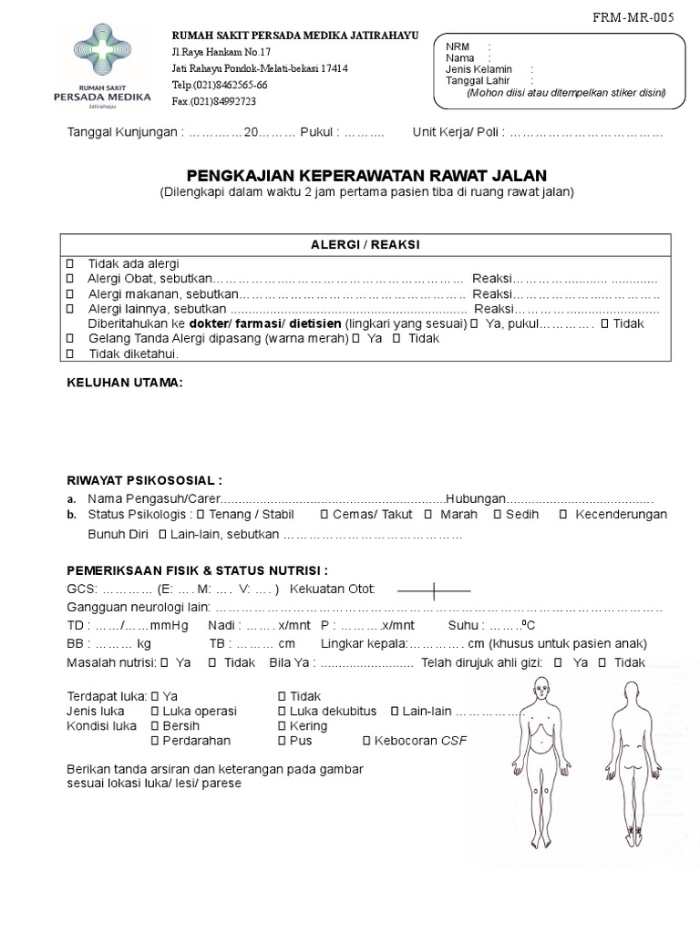 Formulir Status Rekam Medis/Formulir Rawat Jalan/Pengkajian Rawat Jalan ...