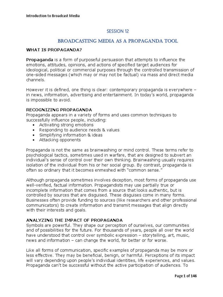 Media As A Propaganda Tool | PDF | Propaganda | Advertising