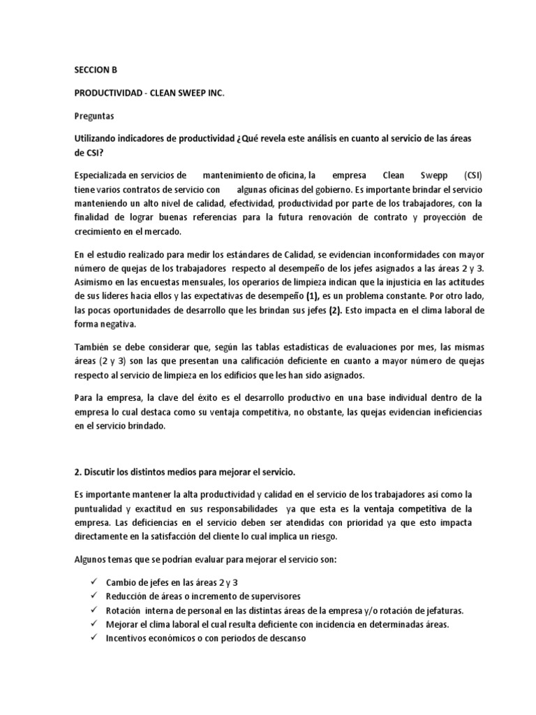 Clean Sweep | PDF | Calidad (comercial) | Planificación
