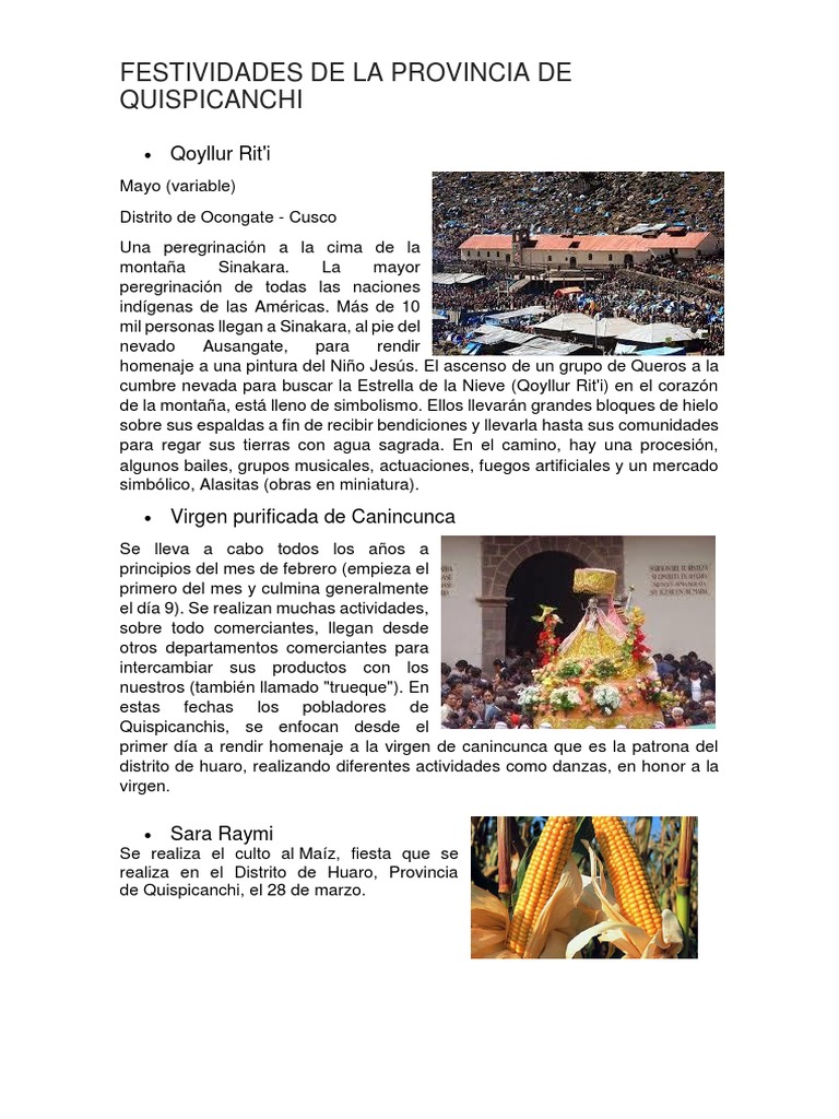 Festividades de La Provincia de Quispicanchi | PDF